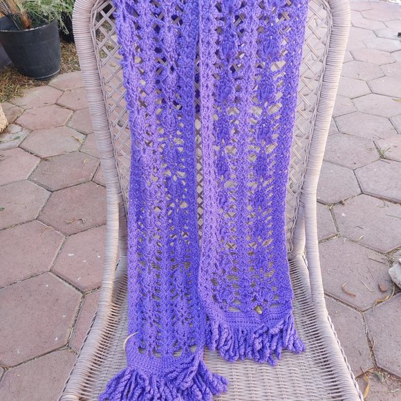 Accessories | Super Long Handmade Lavender Crochet Vintage Scarf ...